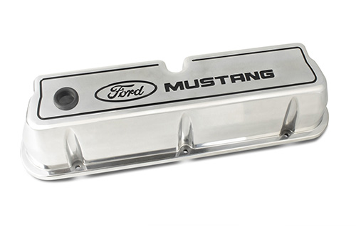 FORD MUSTANG DIE-CAST VALVE COVERS POLISHED WITH BLACK LOGO ...