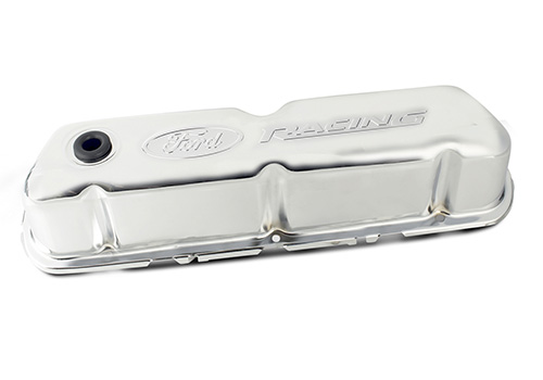 FORD RACING EMBOSSED LOGO STAMPED STEEL VALVE COVERS CHROME ...