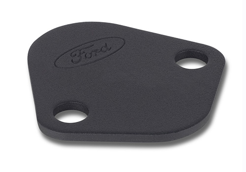 FUEL PUMP BLOCK OFF PLATE, BLACK CRINKLE FINISH WITH FORD OVAL ...