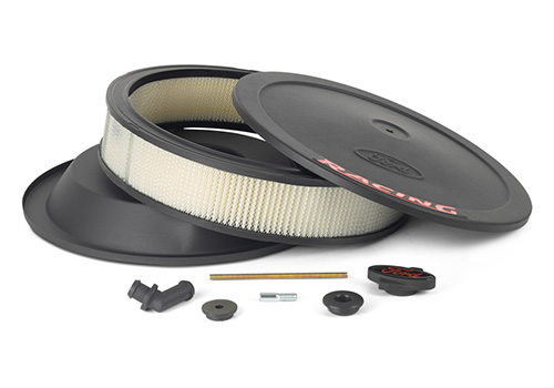 AIR CLEANER KIT: BLACK CRINKLE FINISH, RED FORD RACING EMBLEM ...